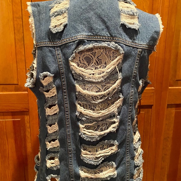 VIP | Jackets & Coats | Distressed Sleeveless Denim Jean Vest | Poshmark